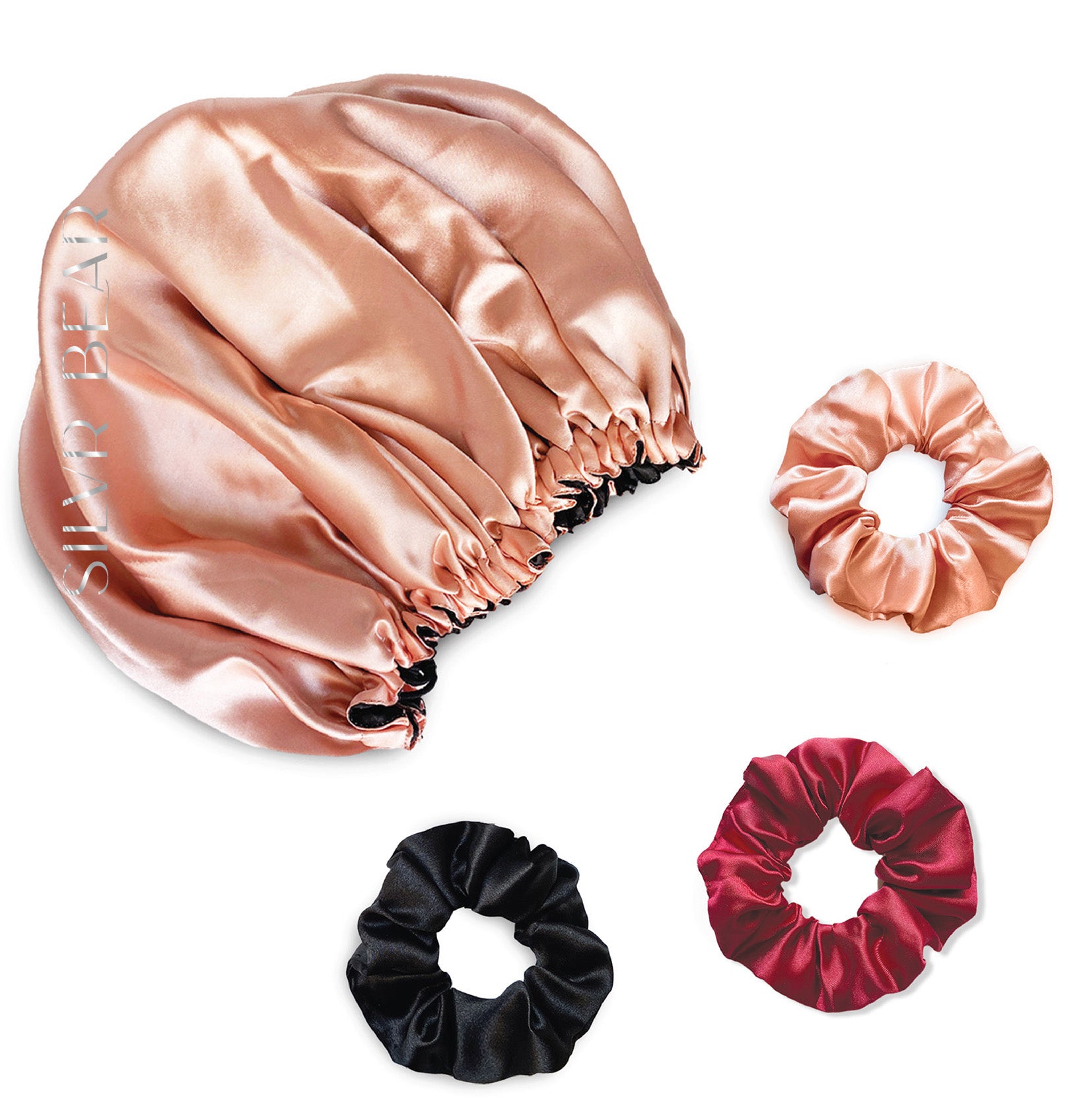 Satin Hair Bonnet - Reversible - Rose-Gold + Black – silvrbear